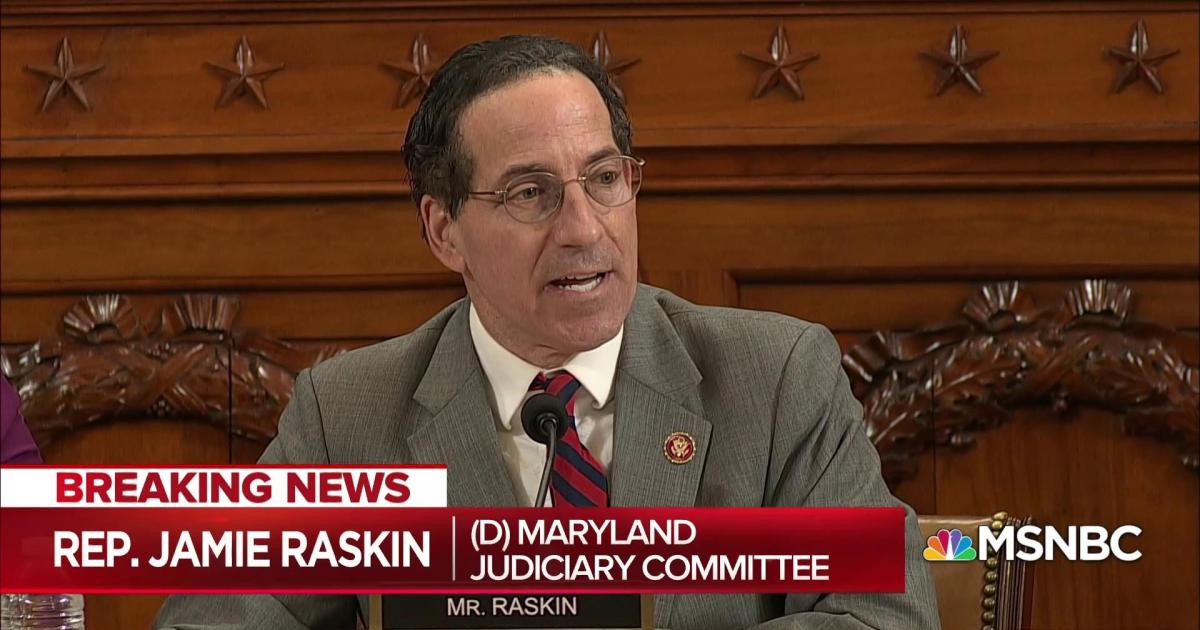 Raskin lays out essence of Trump impeachment case at hearing